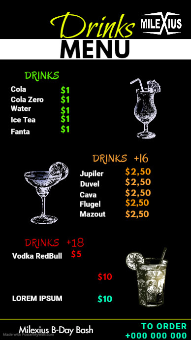 Drinks Menu | PosterMyWall