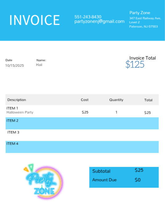 Invoice for events | PosterMyWall