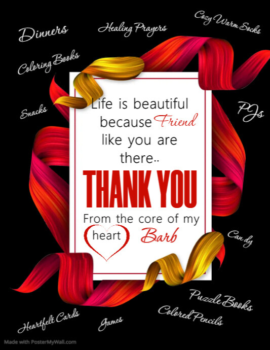 Thank you, wish, love from Barb | PosterMyWall