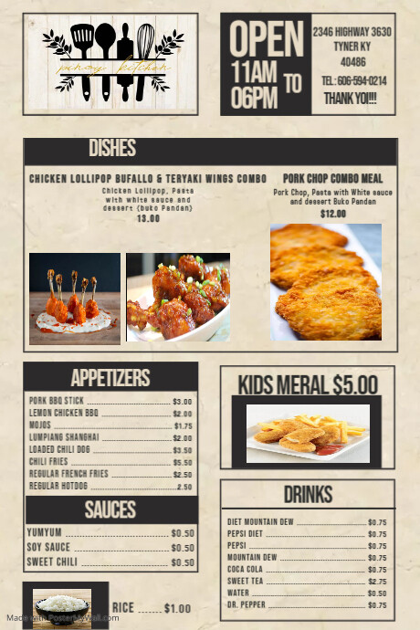 Simple Restaurant Menu Template (3) | PosterMyWall