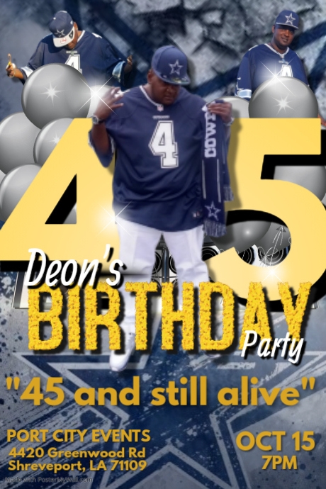 Deon 45th bday | PosterMyWall