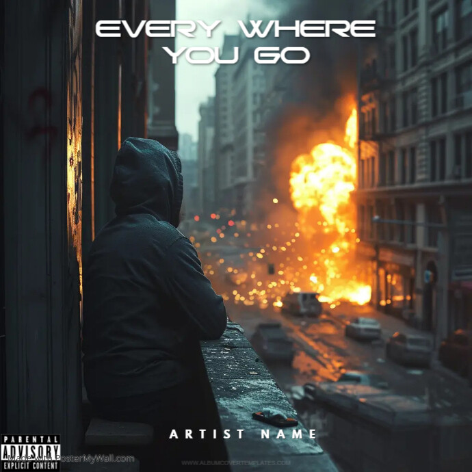 hoodie explosion fire trap rap music Album Co | PosterMyWall