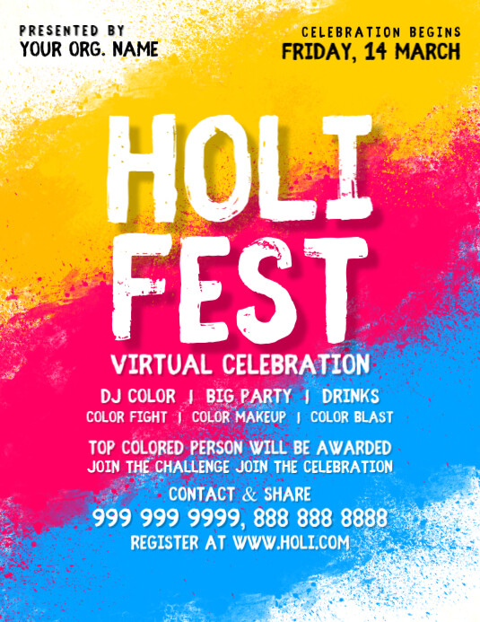Holi Color Festival Flyer Template | PosterMyWall