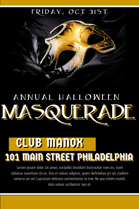 MASQUERADE Template | PosterMyWall