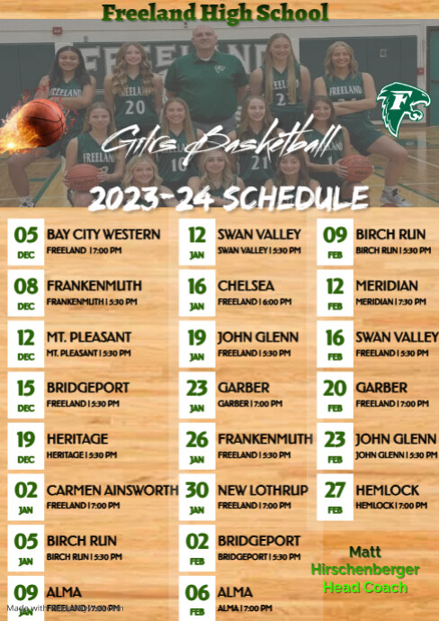Basketball Schedule | PosterMyWall
