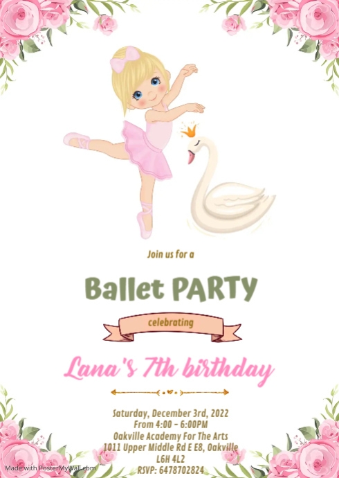 Ballerina swan theme invitation | PosterMyWall