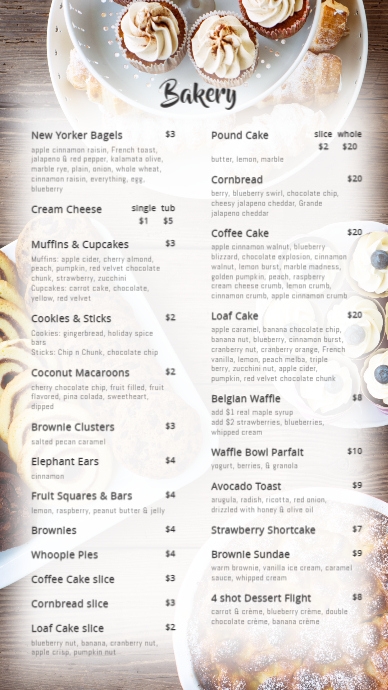 Bakery Menu | PosterMyWall