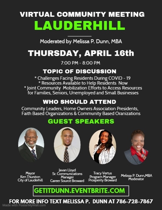 Copy of Virtual Community Meeting Lauderhill | PosterMyWall