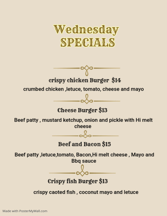 Weekly Specials, | PosterMyWall