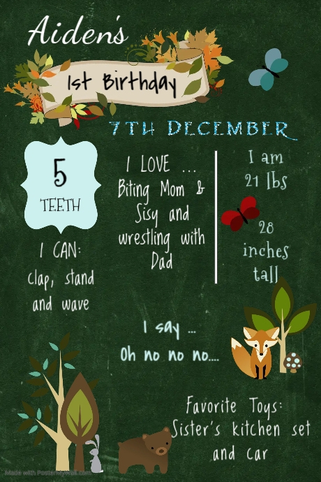Copy of Copy of Woodland Birthday Brag Poster | PosterMyWall