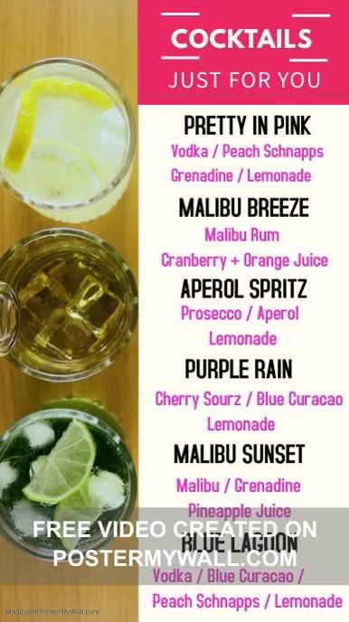 Copy of Cocktail Bar Digital Display Menu | PosterMyWall