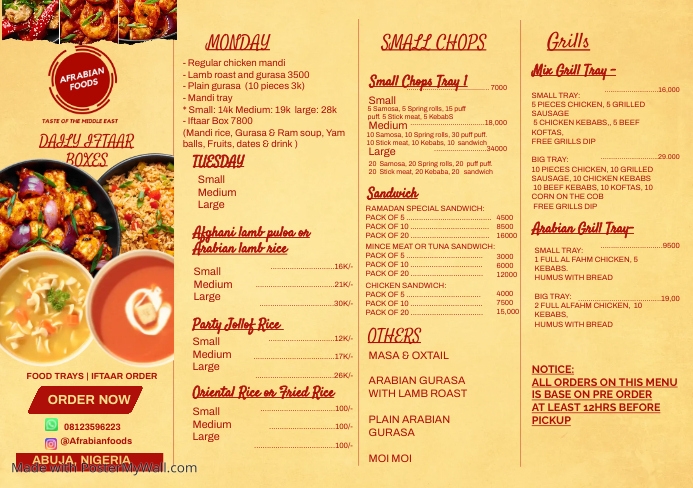 Chinese Food Menu Card Template | PosterMyWall