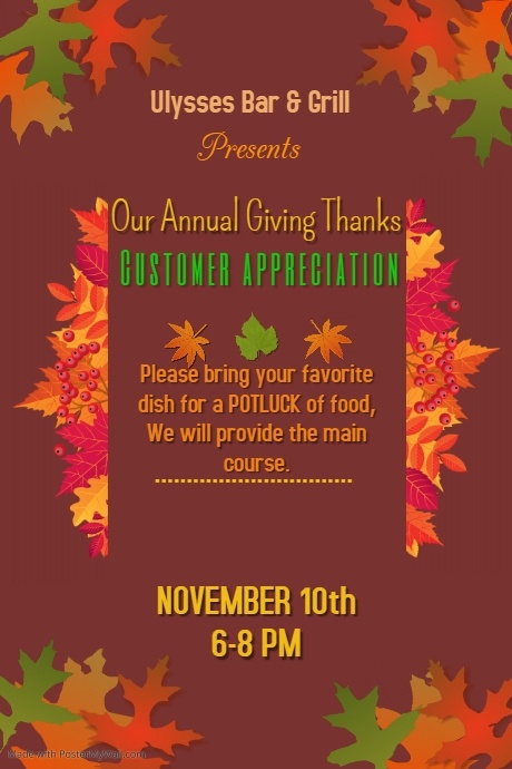 Copy of Thanksgiving Potluck Poster | PosterMyWall