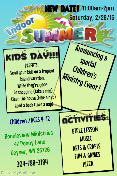 KIDS INDOOR SUMMER rescheduled | PosterMyWall