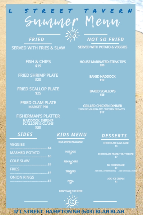 Copy of Copy of Summer Specials Menu Template | PosterMyWall