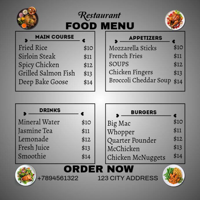Copy of Daily food menu template for restaurant | PosterMyWall