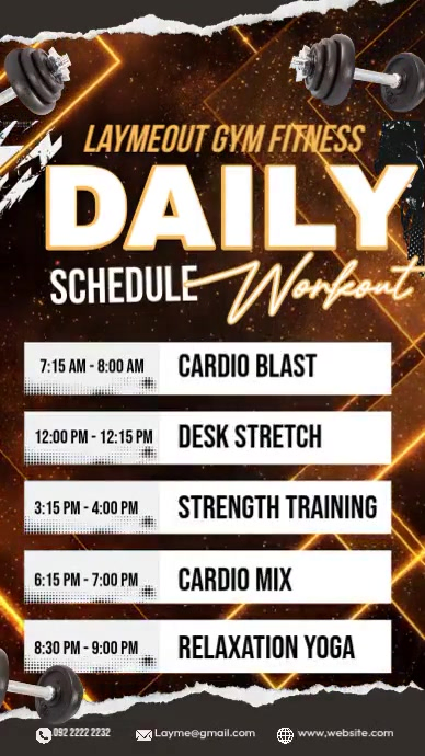 Daily Gym Schedule Template | PosterMyWall