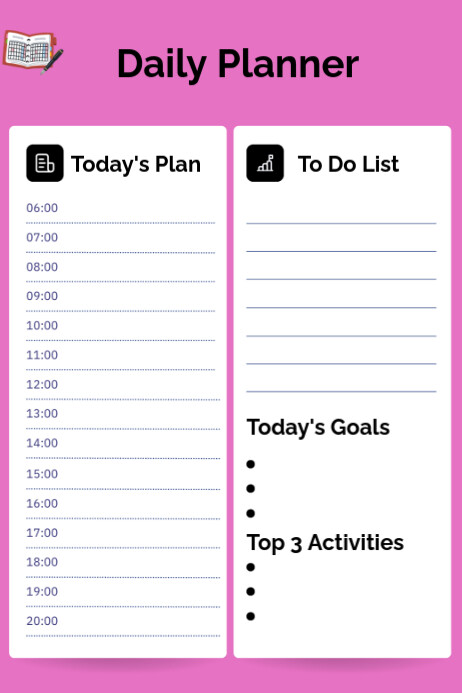 Daily Plan Template Planner | PosterMyWall