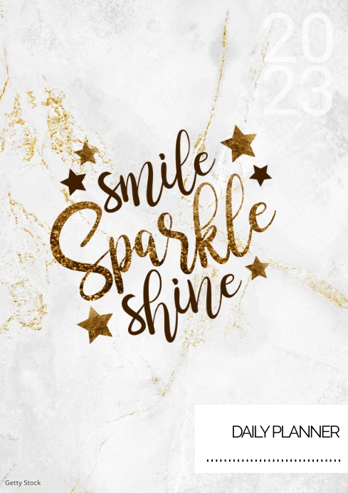 Daily Planner, journal cover gold sparkle Template | PosterMyWall