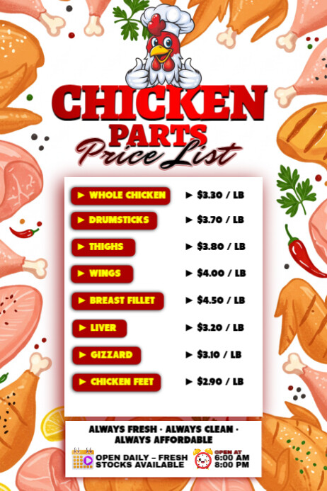 Daily Poultry Parts Fresh Supply Template | PosterMyWall