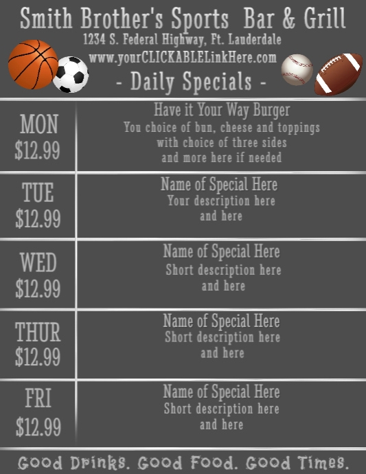 Daily Specials Menu Template | PosterMyWall
