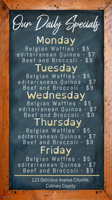 Daily Specials Menu Template | PosterMyWall