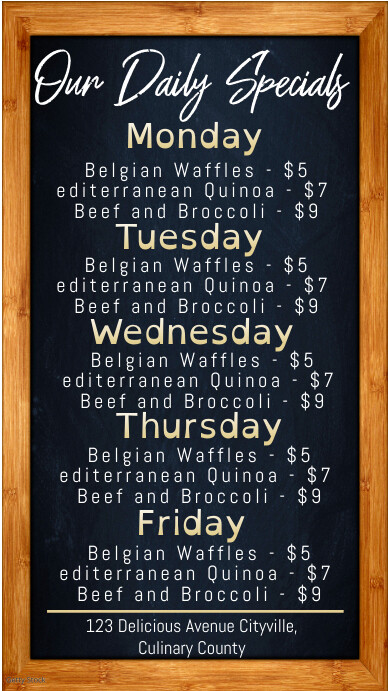 Copy of Daily Specials Menu | PosterMyWall