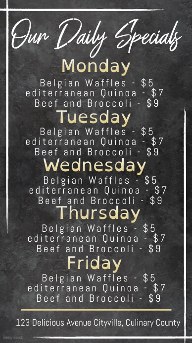 Daily Specials Menu Template | PosterMyWall