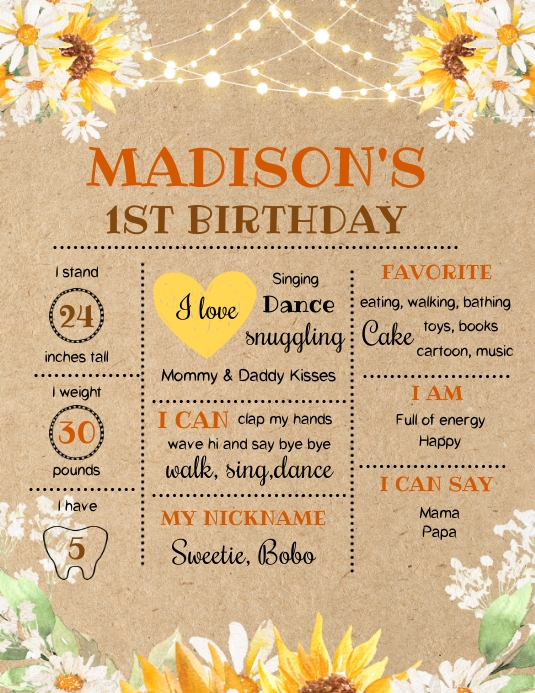 Daisy sunflower farm Editable Milestone Template | PosterMyWall