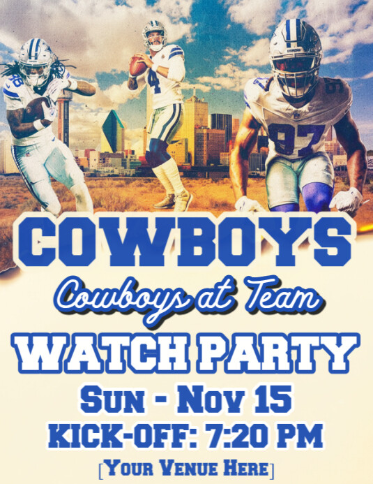 Dallas Cowboys Watch Party Template Flyer | PosterMyWall