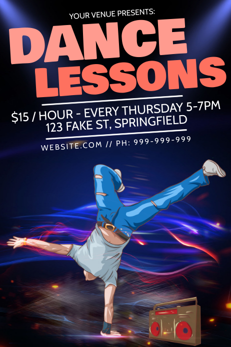 Dance Lessons Poster Template | PosterMyWall