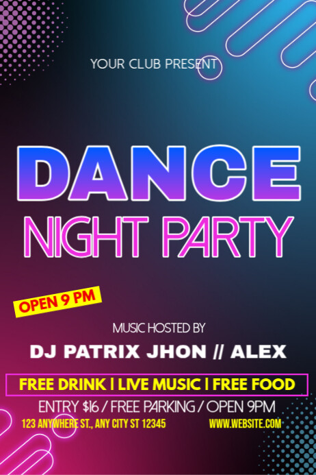 Dance night party poster Template | PosterMyWall
