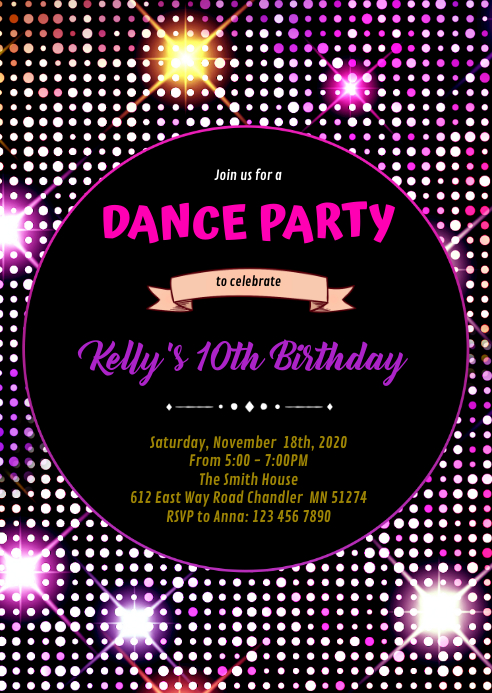 Copy of Dance party birthday Invitation | PosterMyWall