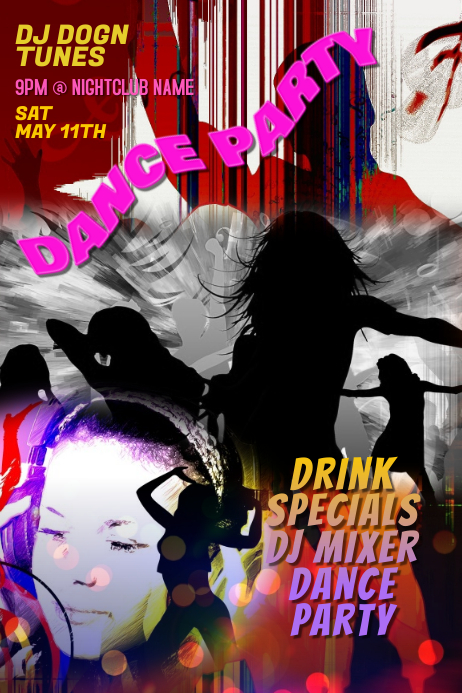Dance Party Club Poster Template | PosterMyWall