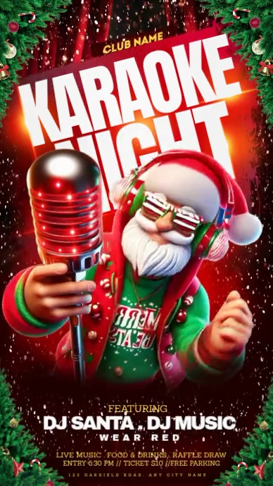 Dancing Santa Karaoke Night Template | PosterMyWall