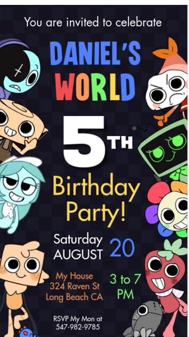 Copy of Dandy's World Birthday invitation card tempalte instragram ...