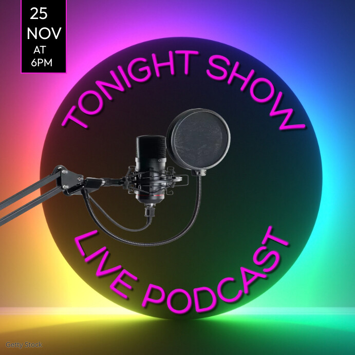 Dark Blue and Purple Neon Podcast Template | PosterMyWall