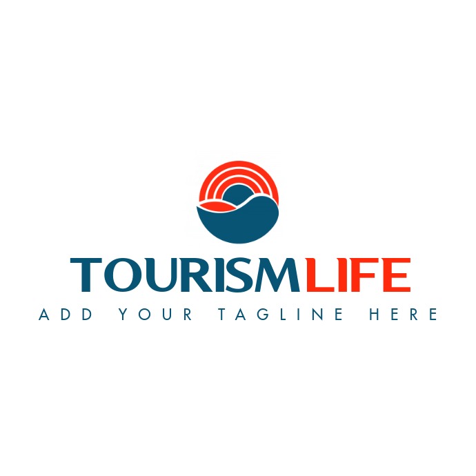 dark blue and red tourism icon logo Template | PosterMyWall