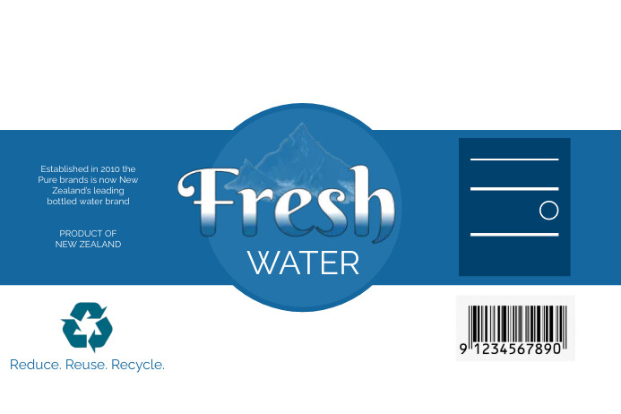 dark blue and white water bottle label design Template | PosterMyWall