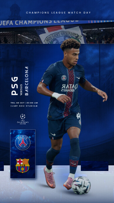 Copia de dark blue Grunge Champions League Match Day Instagram Story ...