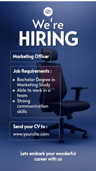 Dark Blue Job Hiring Instagram Story Template | PosterMyWall