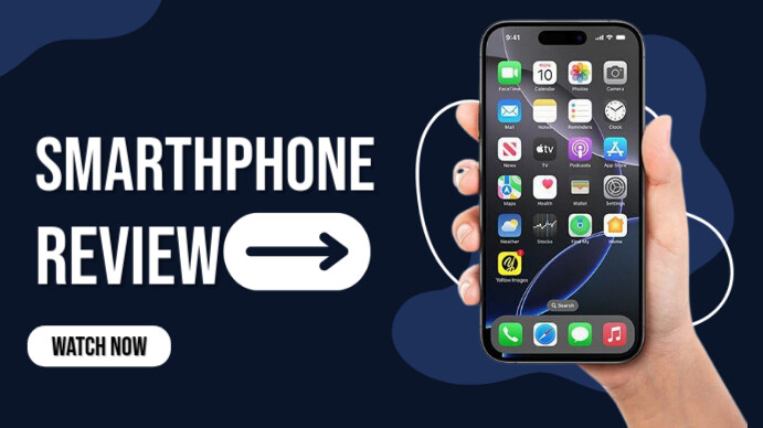 Dark Blue Neon Smarthphone Review Youtube Thumbnail Template | PosterMyWall