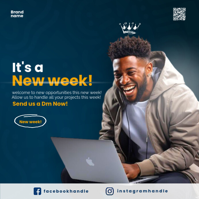 dark blue new week design template | PosterMyWall