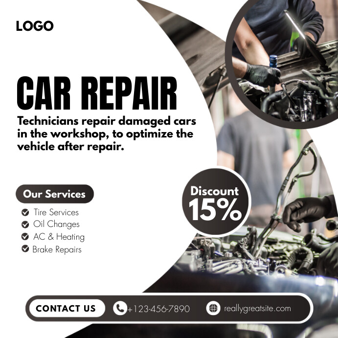 Dark Brown Modern Car Repair Instagram Post Template | PosterMyWall