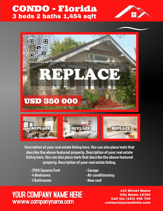 Copy of Dark colored real estate flyer - Letter size (red version ...