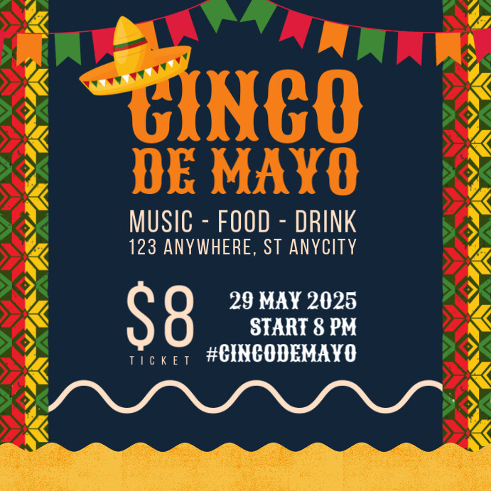 Dark Colorful Cinco De Mayo Fiesta Template | PosterMyWall