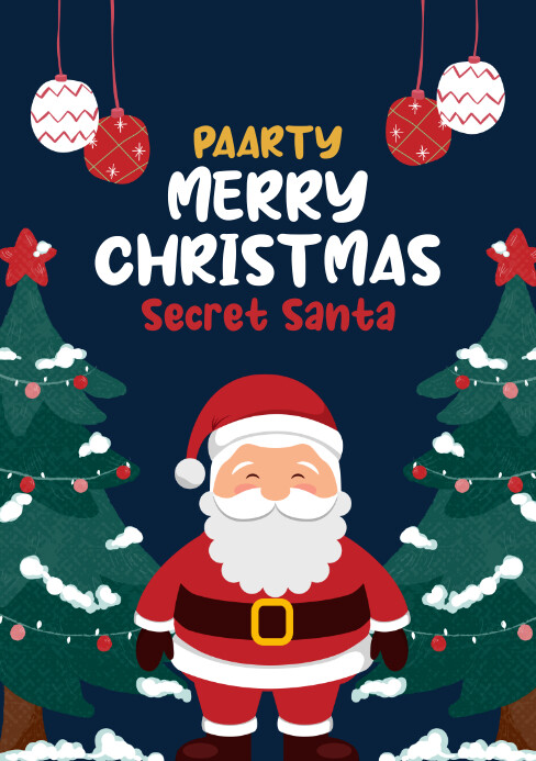 Dark Gray & Red Simple Santa Claus Template | PosterMyWall