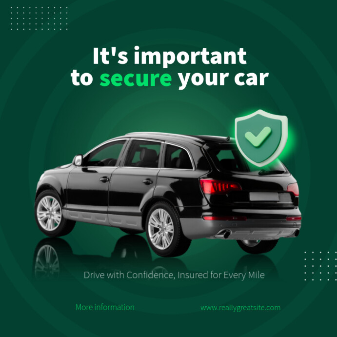 Copy of Dark Green Modern Car Insurance Instagram Post | PosterMyWall