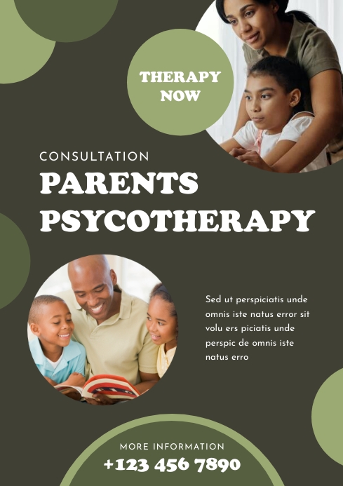 Dark Green Parents Psychotherapy Flyer Template | PosterMyWall