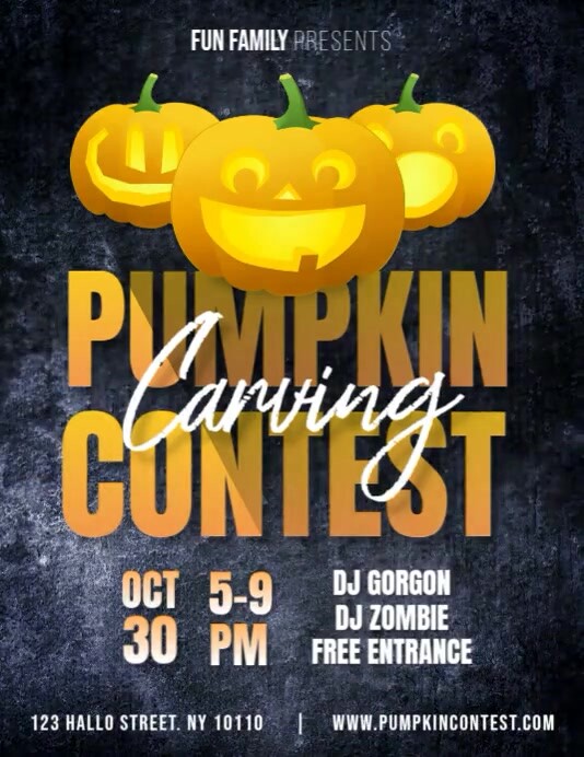 Dark Grunge Joyful Pumpkin Carving Contest Halloween Video Flyer ...